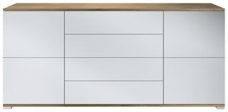 Vladon Sideboard Rova V2, Kommode mit 4 T&uuml;ren und 4 Schubladen, Eiche Evoke/Wei&szlig; matt (166,5 x 75,5 x 35)