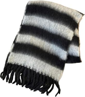 Generic QXDZSW &Eacute;charpe dhiver en cachemire pour femme avec rayures &eacute;paisses et chaudes, C-015H, taille unique