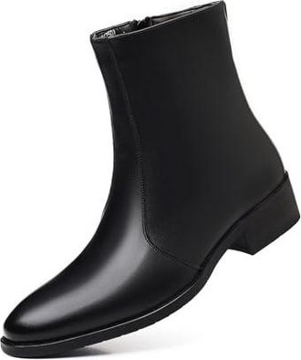 Dadawen Homme Cuir Cheville Chelsea Classiques Bottes Confortable Bottes de Moto avec Éclair Latérale pour Réunion Travail - Noir 41
