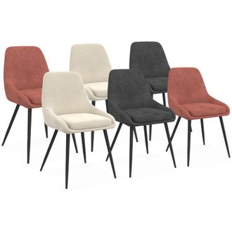 IDMarket Lot de 6 chaises THALYA en velours mix color gris fonc&eacute; x2, terracotta x2, beige x2 avec accoudoirs