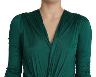 Dolce & Gabbana Womens Green Fitted Silhouette Midi Viscose Dress