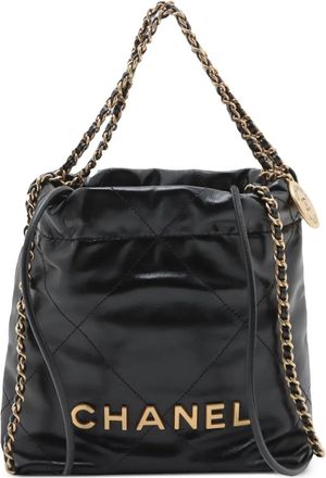 Chanel mini sac à main Shiny 22 Handbag en cuir de veau (2021-2025) - Noir