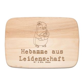 Mr. & Mrs. Panda Holzschneidebrett Hebamme Leidenschaft - Geschenk, Holzbrett, Schneidebrett, Beruf, Brotzeitbrett, Holzbrettchen, Fr&uuml;hst&uuml;cksbrettchen, Fr&uuml;hst&uuml;cksbrett