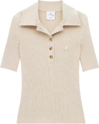 Courr&egrave;ges Femme, Tops, Beige, Taille: 40 FR Polo c&ocirc;tel&eacute;