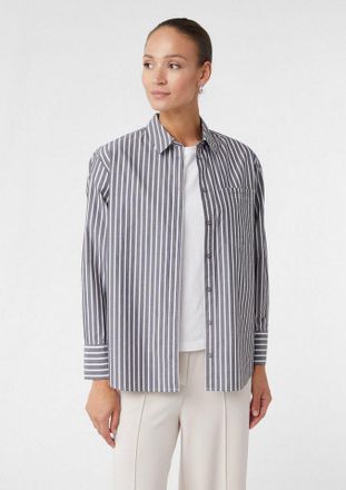 Comma Langarmbluse Bluse Popeline-Bluse aus Baumwolle