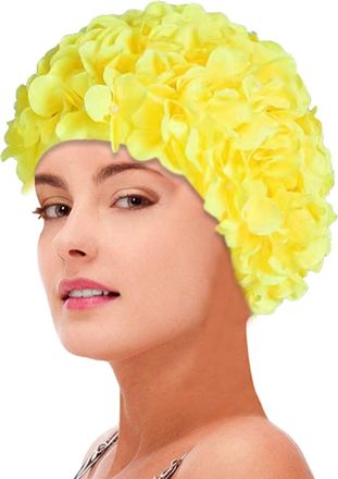 Generic Vintage Badekappe | Gebl&uuml;mter Badehut mit Ohrenschutz Bequeme f&uuml;r Damen und M&auml;dchen Geeignet langes oder kurzes Haar Stilvolles langlebiges Schwimmzub