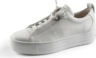 Paul Green Low-Top Sneaker Damen - Eva-Sohle, Elastische Schnürsenkel, Softes Leder Komfort - Büro & Freizeit Damenschuhe - Weiß 04x