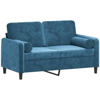 vidaXL 2-Sitzer-Sofa mit Zierkissen Blau 120 cm Samt vidaXL