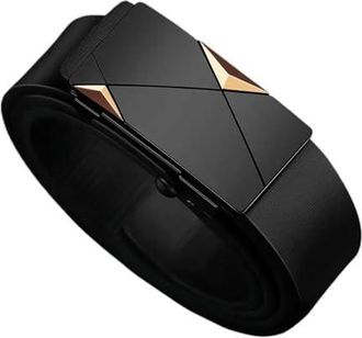 Generic Ceintures en cuir pour homme avec boucle automatique en peau de vache, ceinture noire pour hommes, ceinture de jeans grande taille, Couleur 2, 120 cm