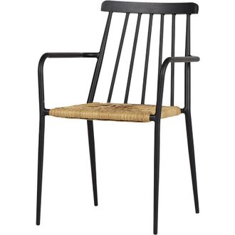 ebuy24 Evira Gartenstuhl stapelbar, schwarz und natur