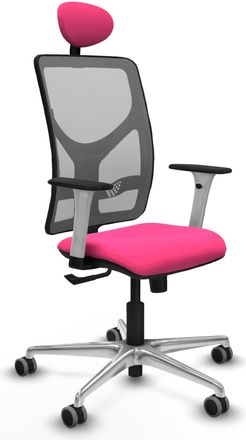Piqueras y Crespo Schreibtischstuhl mit wei&szlig;en und schwarzen Armlehnen, h&ouml;henverstellbare Lendenwirbelst&uuml;tze und festes Kopfteil, ausgestattet mit 3 Positionen, Grau/Ro