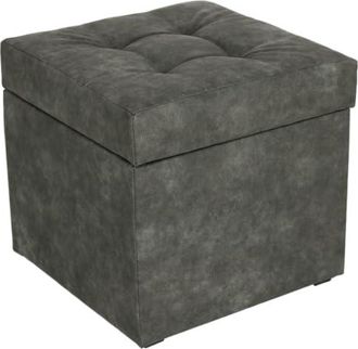 MG Design Pouf Coffre 45 &times; 45 cm Gris - Rangement 50 L, Charge 300 kg, Surface Durable et Form-Stable, Entretien Facile - pour Salon, Chambre, entr&eacute;e