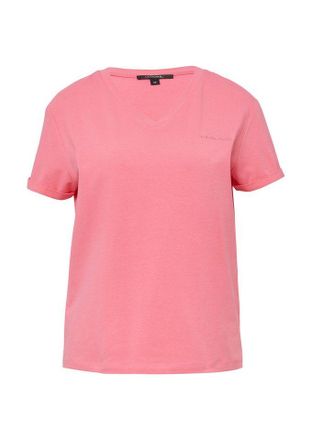 Comma Kurzarmshirt T-Shirt Softes T-Shirt im Relaxed Fit mit Logo-Stickerei