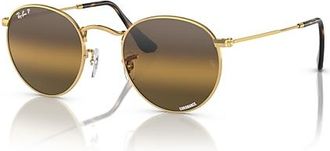 Ray-Ban Round Metal Chromance Sonnenbrillen Arista Gold Fassung Braun Glas Polarisiert 50-21