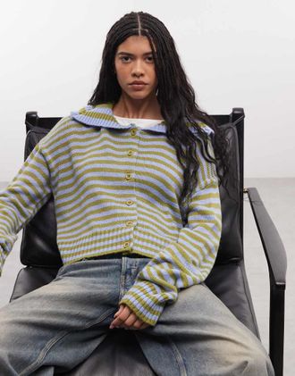 The Ragged Priest Darling - Gilet &agrave; rayures avec col marin - Bleu vert-Multicolore