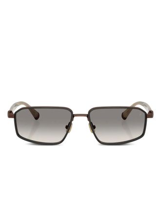 Brunello Cucinelli Sonnenbrille mit eckigem Gestell - Braun