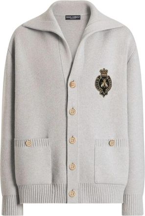 Dolce & Gabbana Cardigan aus Schurwolle mit Stickerei - - Knitwear - Herren - Grau - L