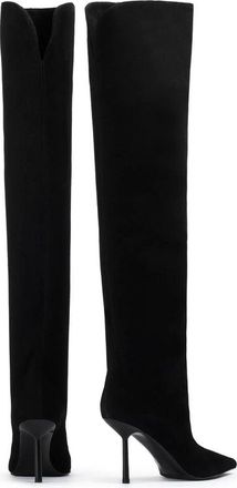 Le Silla Pointed-Toe Stiletto Suede Heels - Black
