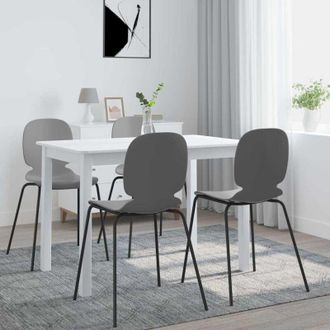 vidaXL Vidaxl - Table de salle &agrave; manger blanche 114x71x75 cm en bois dh&eacute;v&eacute;a massif - Surface polie et laqu&eacute;e - Facile &agrave; nettoyer