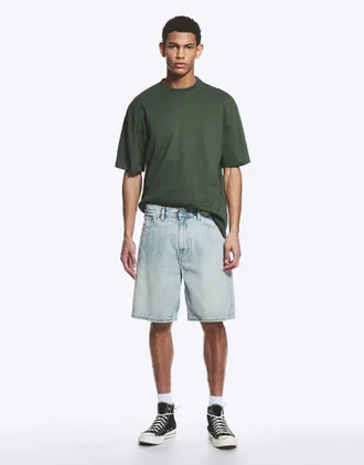 Weekday Galaxy - Short baggy ample en denim - Bleu clair d&eacute;lav&eacute;
