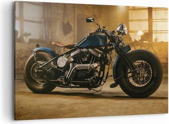 Arttor Bilder auf Leinwand 100x70cm Leinwandbild Harley-Davidson Motorrad Motor Groß Wanddeko Bild Schlafzimmer Küche Deko Wandbilder Dekoration Wohnzimmer W