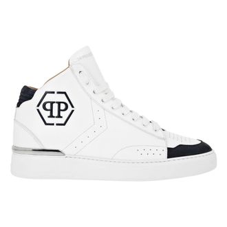 Philipp Plein unisex, Chaussures, Blanc, Taille: 41 EU Baskets Mid-Top Hexagon en Cuir