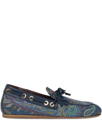 Etro mocassins en jean &agrave; motif cachemire - Bleu