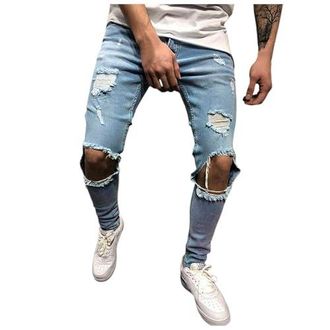 Generic Jean Homme Jeans Homme Pantalon Homme Slim D&eacute;chir&eacute; D&eacute;contract&eacute; - Jean Tendance pour Tenues Quotidiennes Et Sorties Urbaines Styl&eacute;es