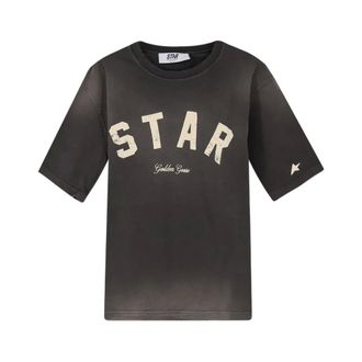 Golden Goose Femme, Tops, Gris, Taille: 38 FR T-shirt en coton avec imprim&eacute;