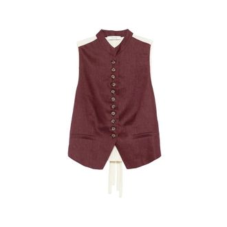 Jcsophie Femme, Vestes, Rouge, Taille: 38 FR Gilet boutonn&eacute; Linnea