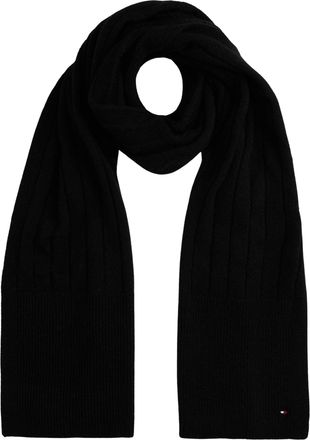 Tommy Hilfiger Damen Schal Flag Fluffy aus Rippstrick, Schwarz (Black), Einheitsgr&ouml;&szlig;e