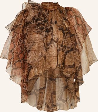 Zimmermann Schluppenbluse Aus Seide Mit Volants braun