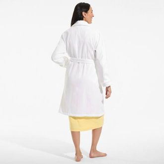 Lands End Knielanger Bademantel aus Baumwoll-Frottee, Damen, Gr&ouml;&szlig;e:44-46 regular, Wei&szlig;, Baumwolle, by Lands End