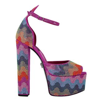 Philipp Plein Femme, Chaussures, Multicolore, Taille: 35 EU Sandales Plateformes &agrave; Cristaux Talons Hauts Vagues