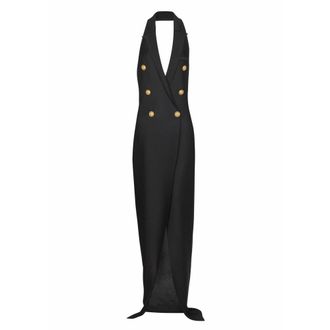 Balmain Langes Neckholder-Strickkleid - - Dresses - Damen - Schwarzk - M