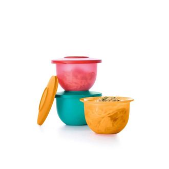Tupperware Mini Impressions 2,25 Tassen Sch&uuml;ssel 3er Set rot papaya gr&uuml;n