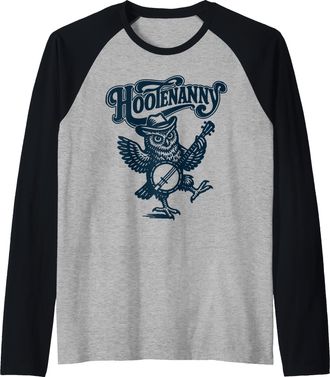 Giant Step Design Co. Hootenanny! Funny Banjo Owl Country Bluegrass Cottagecore Raglan