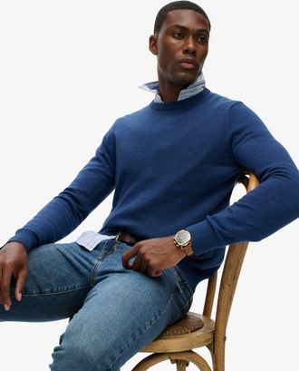 Superdry Essentials - Pull en coton - Bleu chin&eacute; moyen