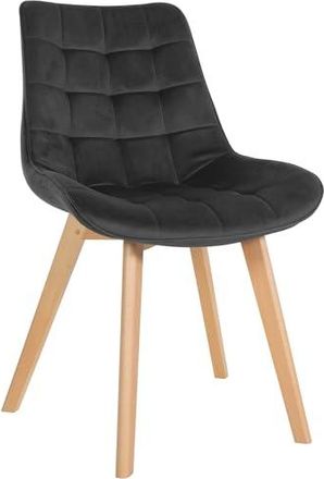 Clp Chaise Brook I Chaise de Salle à Manger piquée sur Velours I Structure à Quatre Pieds en Bois, Couleur:Noir