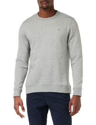 Original Penguin Herren L/S Aufkleber Pete Fleece Crew Sweatshirt, Rain Heather, XXL