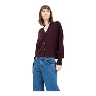 Odeeh Femme, Pulls, Rouge, Taille: 44 FR Cardigan en tricot fin à col en V