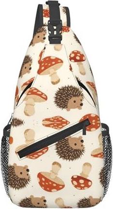 Generic L&eacute;ger Sacoche Bandouliere Art des h&eacute;rissons et des champignons dautomne Sacs &agrave; Bandouli&egrave;re R&eacute;glable Sac DEpaule pour Homme Femme &eacute;cole