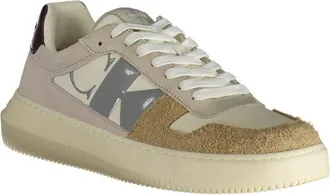 Calvin Klein Mixed-Material Low-Top Sneaker - Beige