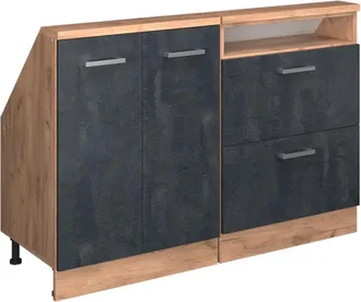 Vicco Ensembles de meuble de rangement sous pente Rion, B&eacute;ton noir/ch&ecirc;ne dor&eacute;, Lot de 2, Vicco