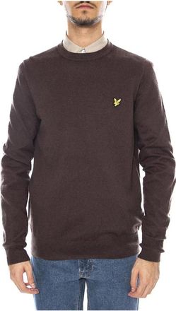 Lyle & Scott Homme, Pulls, Brun, Taille: S Pull Ras du Cou en Coton et M&eacute;rinos