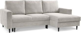 Selsey Selsey Nalika - Ecksofa mit Schlaffunktion, Kordsamt-Bezug, hellbeige, rechtsseitig