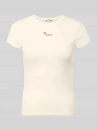 Review T-Shirt mit Motiv-Stitching und Rundhalsausschnitt