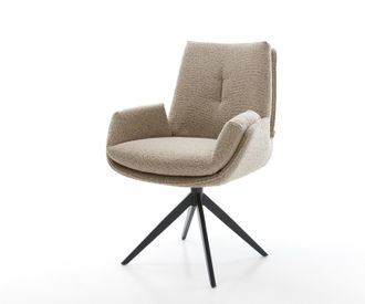 DELIFE Drehstuhl Clea-Flex Boucl&eacute; Schlamm Kreuzgestell breit Schwarz 360&deg; drehbar Wippfunktion, Esszimmerst&uuml;hle
