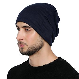 DonDon Atmungsaktive M&uuml;tze Beanie mit super soften Innenfutter Feinstrick dunkelblau