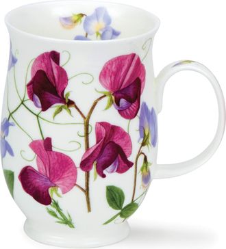 Dunoon Suffolk Sweet Peas Tasse aus feinem Porzellan hergestellt in England Pink Dark
